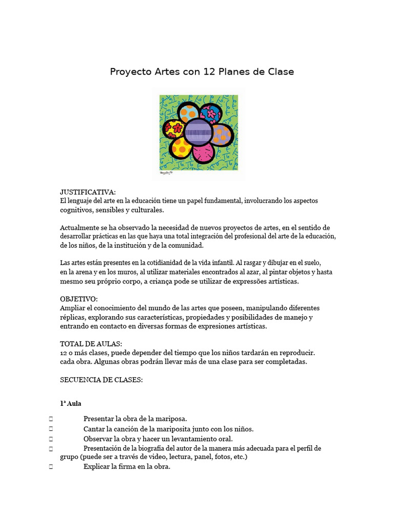 Proyecto Artes Con 12 Planes de Clase | PDF | Pinturas | Color