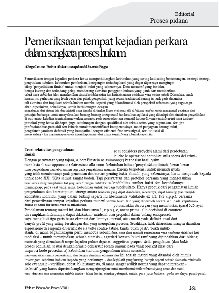 Pemeriksaan Tempat Kejadian Perkara Dalam Sengketa Proses - Editorial ...