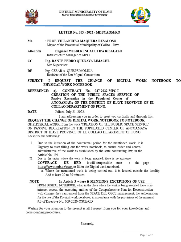 Letter No. 003 I Request An Exception For The Digital Notebook | PDF