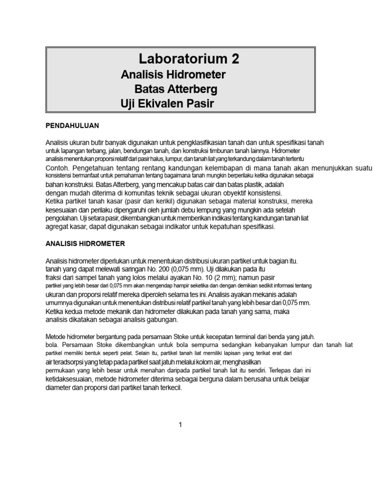 Analisis Tanah: Hidrometer & Batas Atterberg | PDF
