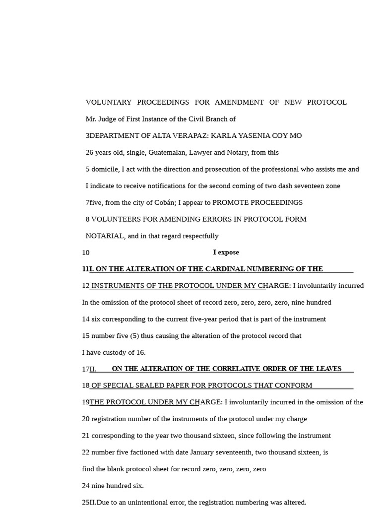 Memorial Amendment of Protocol | PDF | Notary Public | Justice