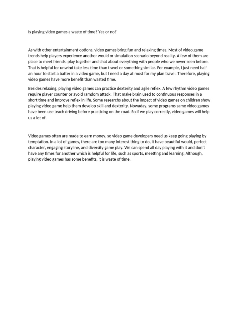 Are Video Games a Waste of Time? | PDF