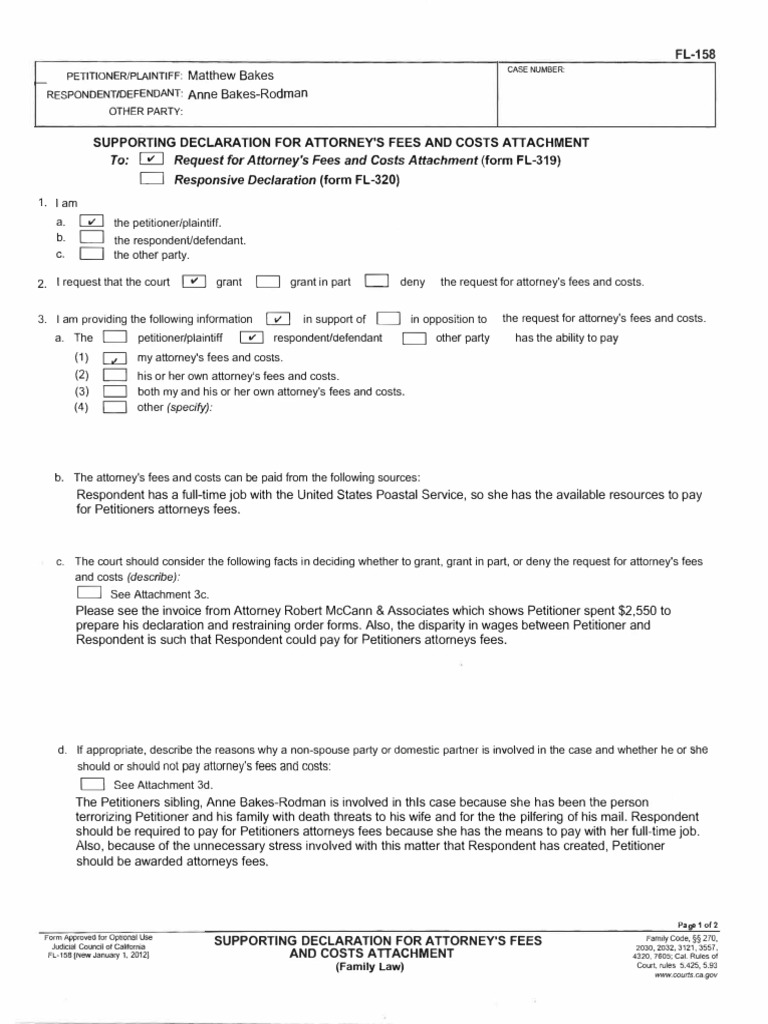 TRO Supporting Declaration for Attorney Fees | PDF | Attorney's Fee | Justice