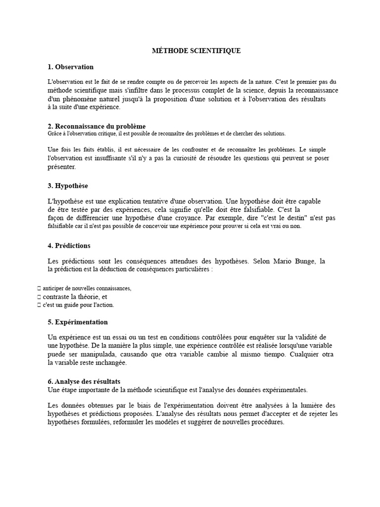 Étapes de la méthode scientifique | PDF | Observation | Méthode ...