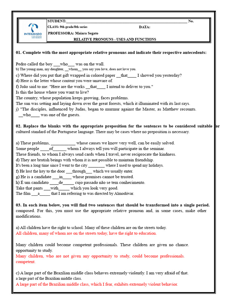Relative Pronouns: Uses and Functions | PDF | Pronoun | Language Mechanics
