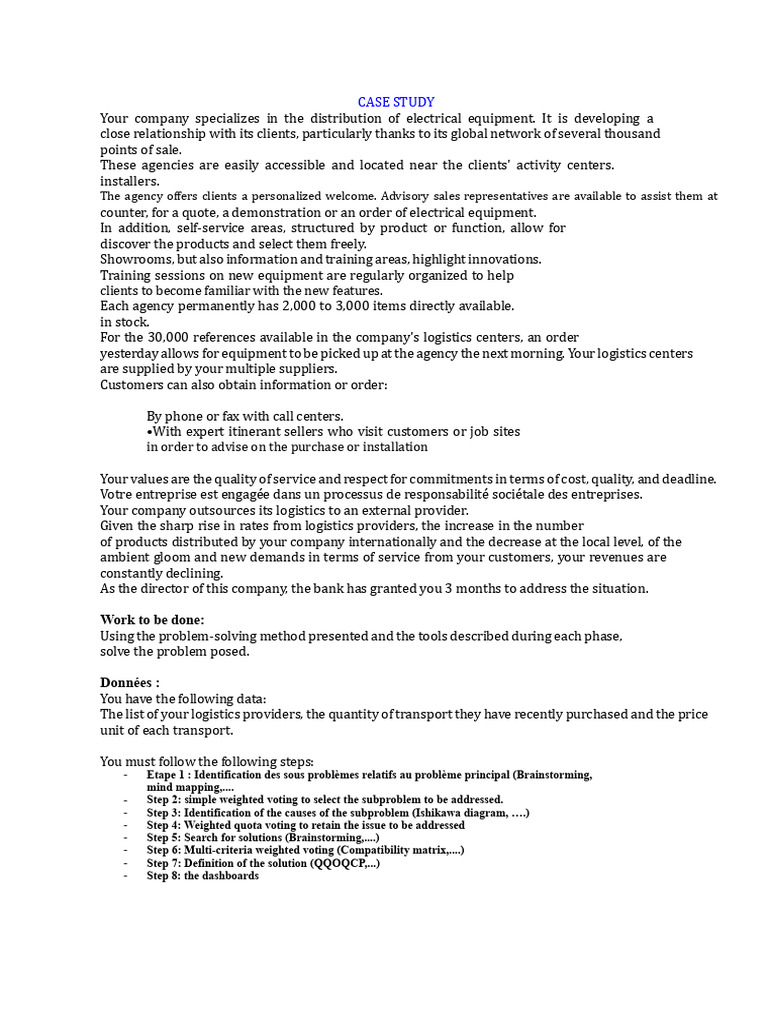 CASE STUDY Problem-solving method + Solution | PDF | Logistics | Business