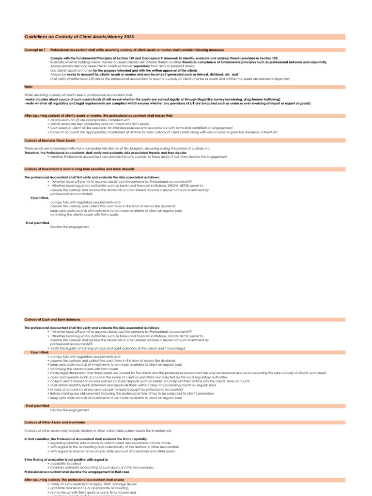 Custody of Client Assets 2023 | PDF | Banks | Money