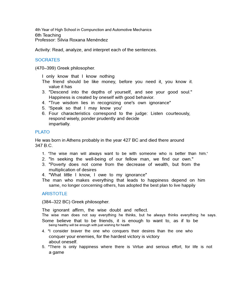 Famous Quotes from Greek Philosophers | PDF