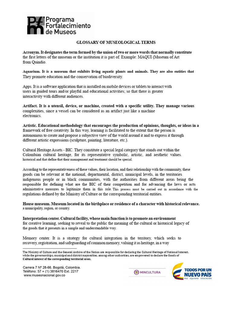 Glossary of Museological Terms 2016 | PDF | Museum | Cultural Heritage