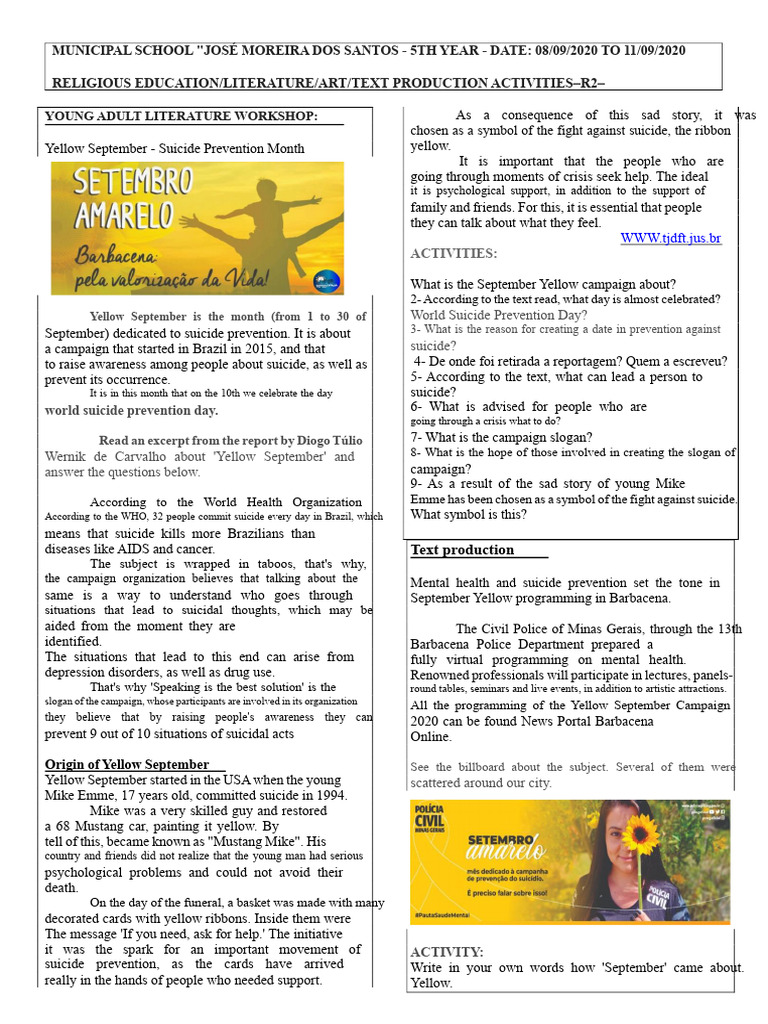 R2 Activities From September 8 To 11 - Yellow September. | PDF ...
