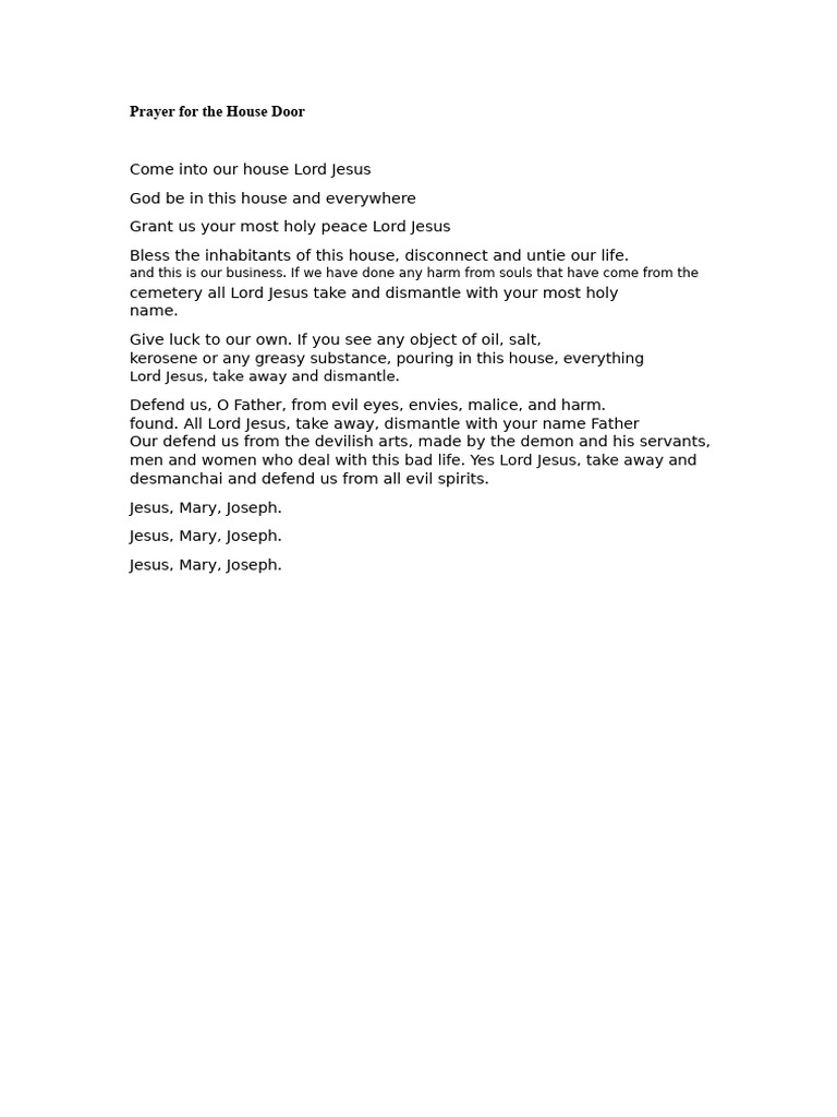Prayer of The House Door | PDF