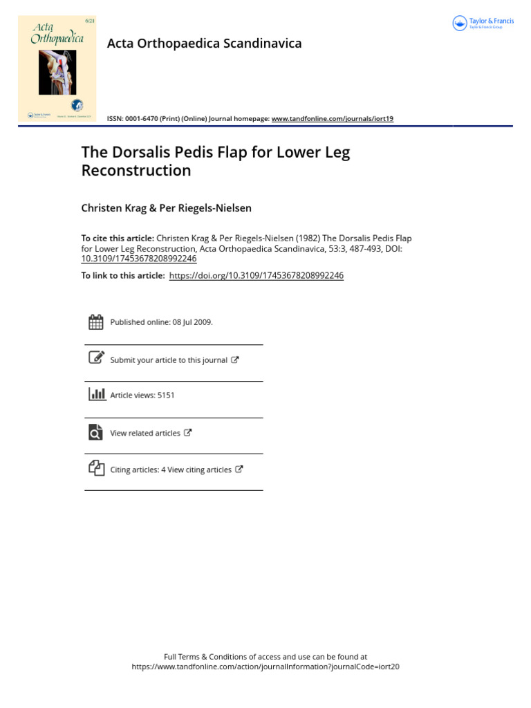 Dorsalis Pedis Flap for Leg Reconstruction | PDF | Foot | Anatomical ...