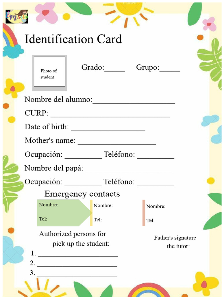 Student Identification Form | PDF