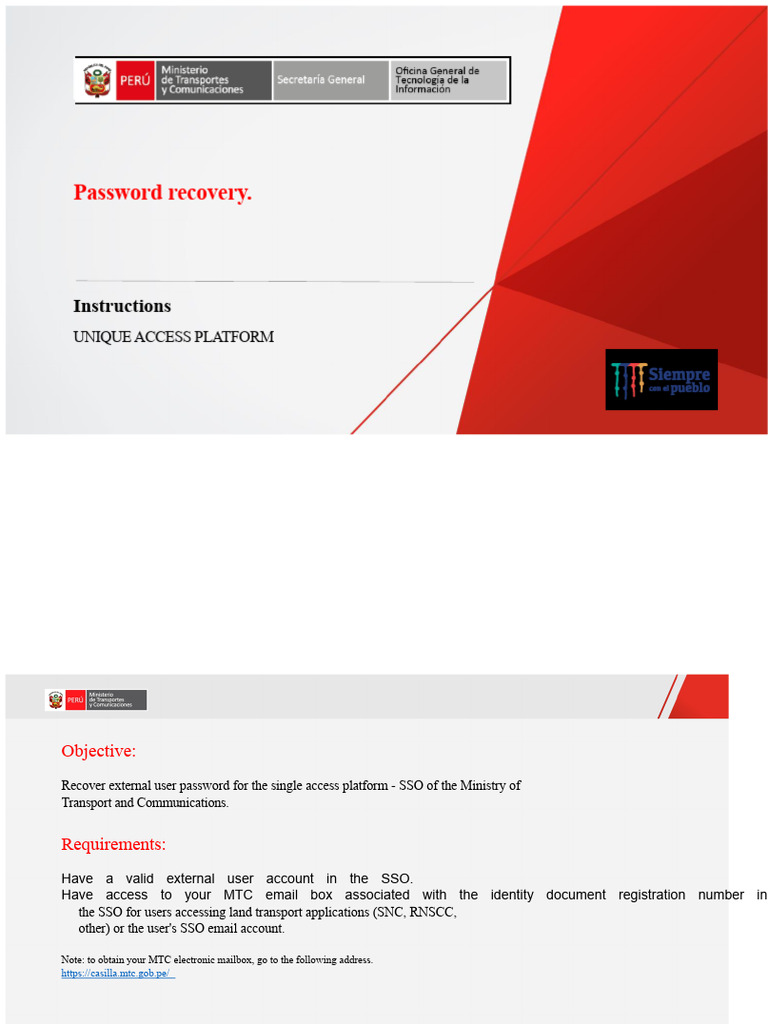 SSO Instruction_Recovery_of_password_v1.0 | PDF | Password | Computing
