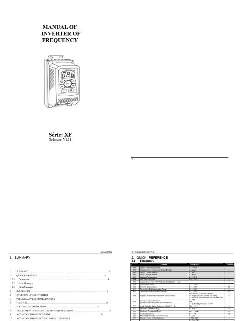 XF Series Frequency Inverter Manual | PDF | Power Inverter | Relay