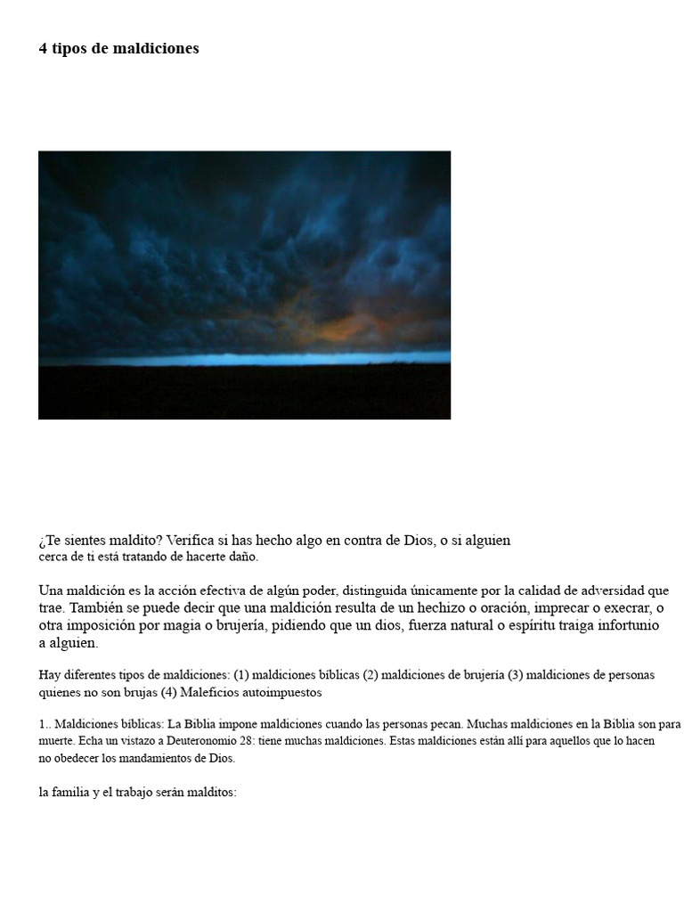 Tipos de maldiciones y cómo superarlas | PDF | Maldición | Pecado