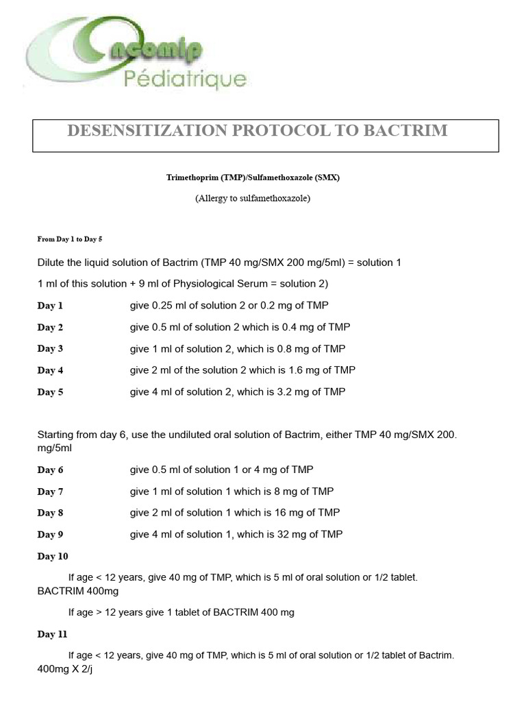 Bactrim Desensitization Protocol Guide | PDF