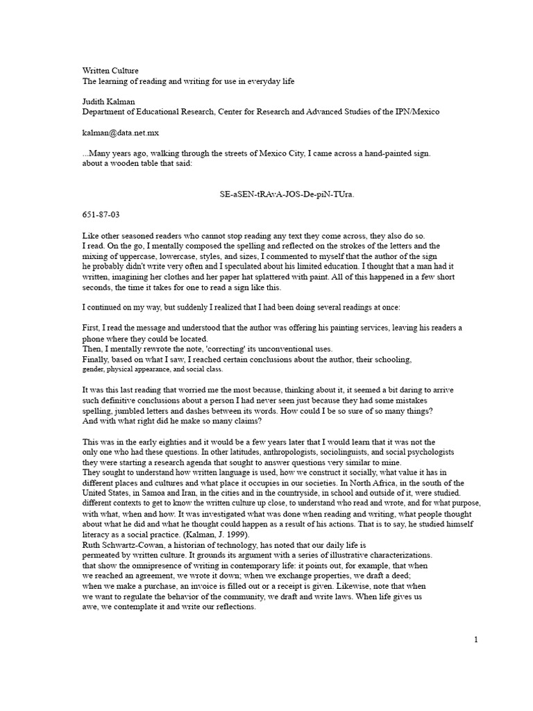 Understanding Written Culture and Literacy | PDF | Literacy | Learning