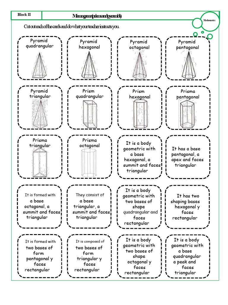 Memory Game of Geometric Bodies (Prisms and Pyramids) | PDF | Euclidean ...