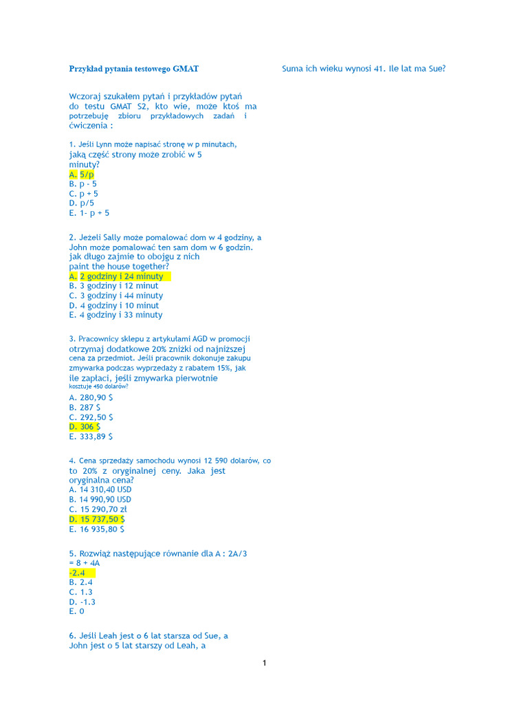 ćwiczenia-zadania-test-GMAT | PDF