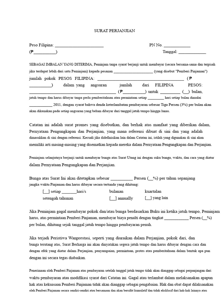 Surat Perjanjian Pinjaman Filipina | PDF