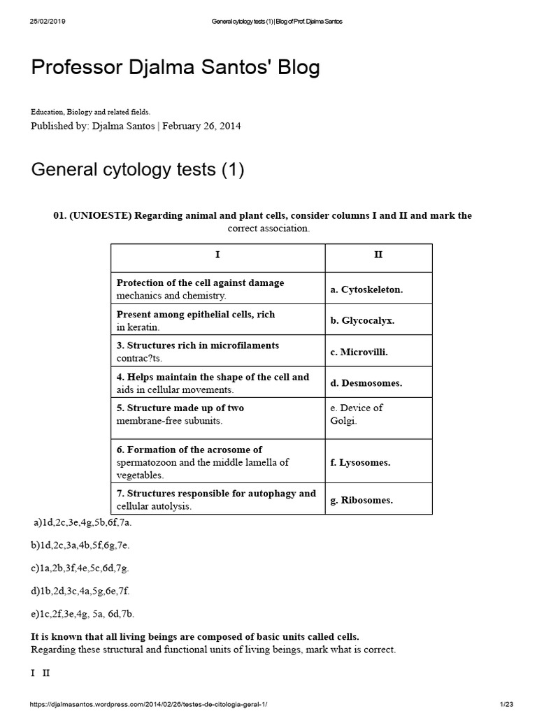 General Cytology Tests (1) - Blog of Prof. Djalma Santos | PDF | Cell ...
