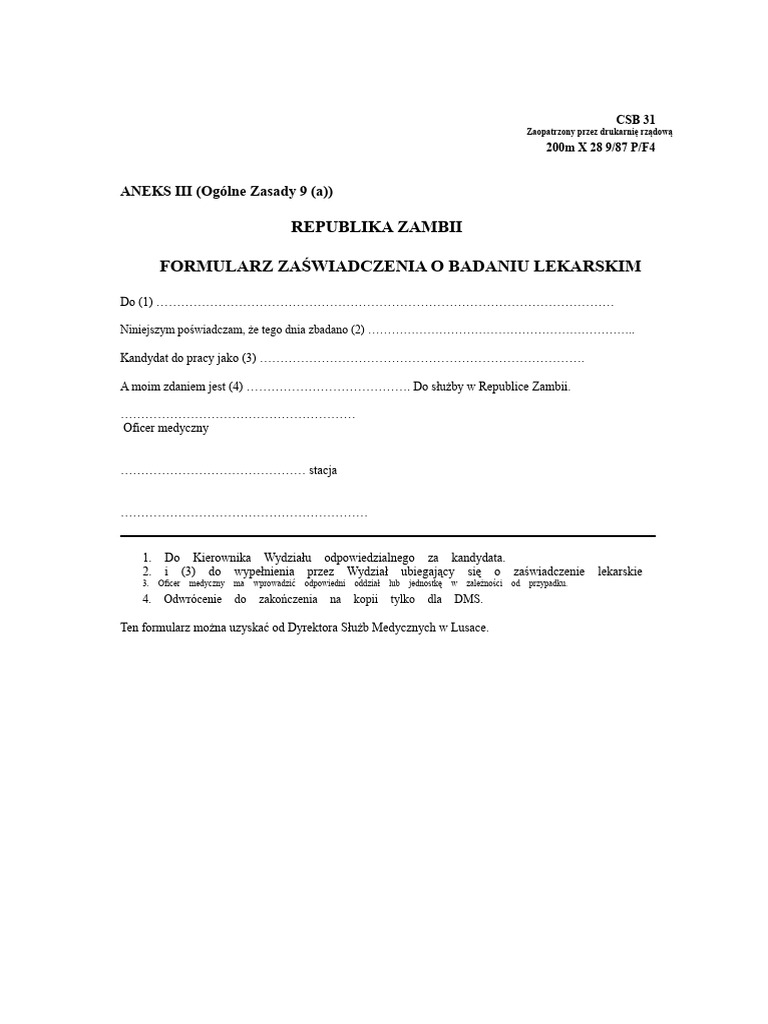 Formularz Medyczny | PDF