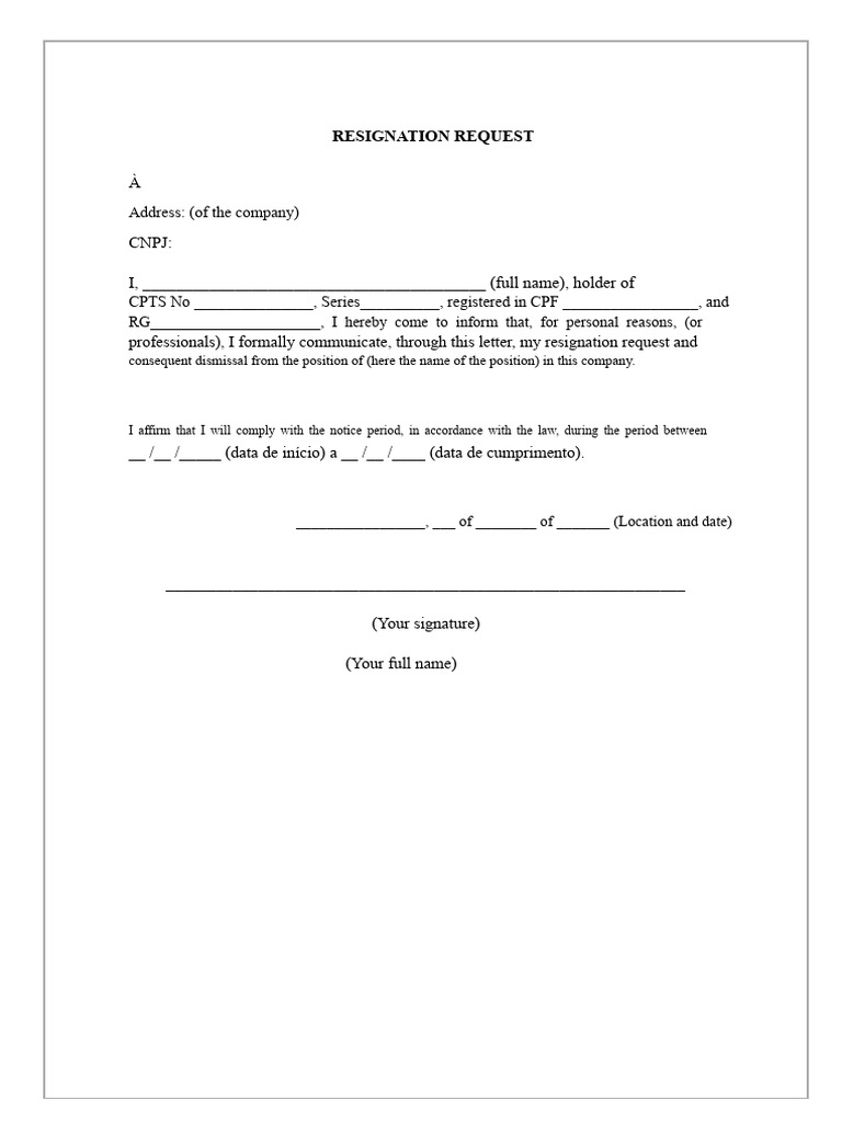 Resignation Letter With Notice Period | PDF