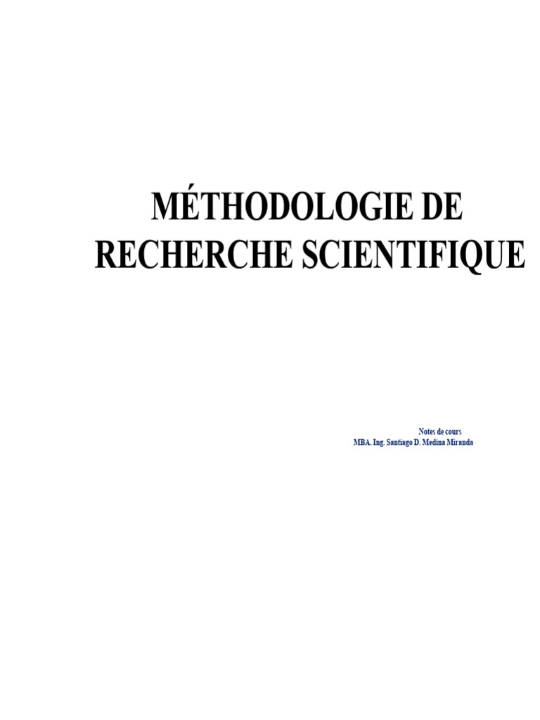 Méthodologie de la recherche scientifique | PDF | Science | Méthode ...