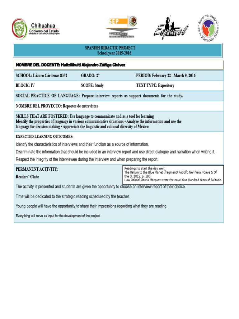Spanish Interview Report Project | PDF | Interview | Information