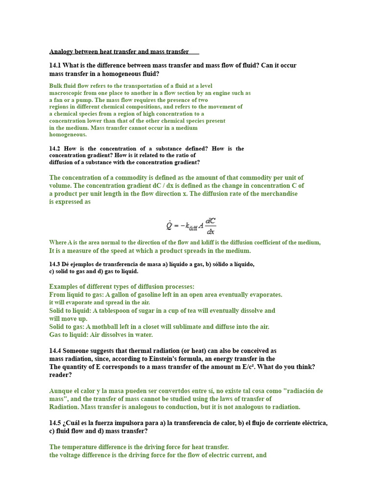 Heat and Mass Transfer Analogies Explained | PDF | Diffusion | Heat ...