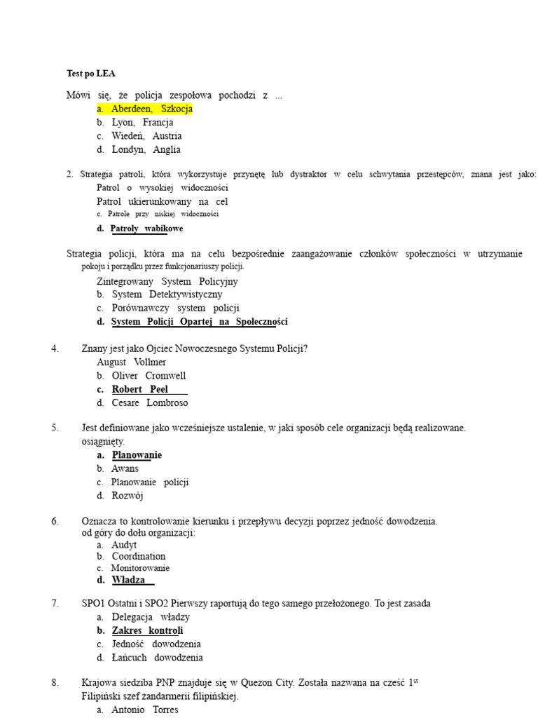 LEA Org Post Test | PDF