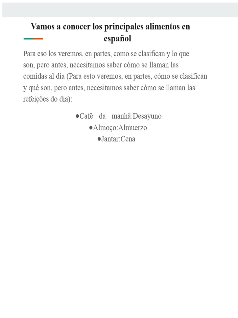 Las comidas y el verbo gustar | PDF