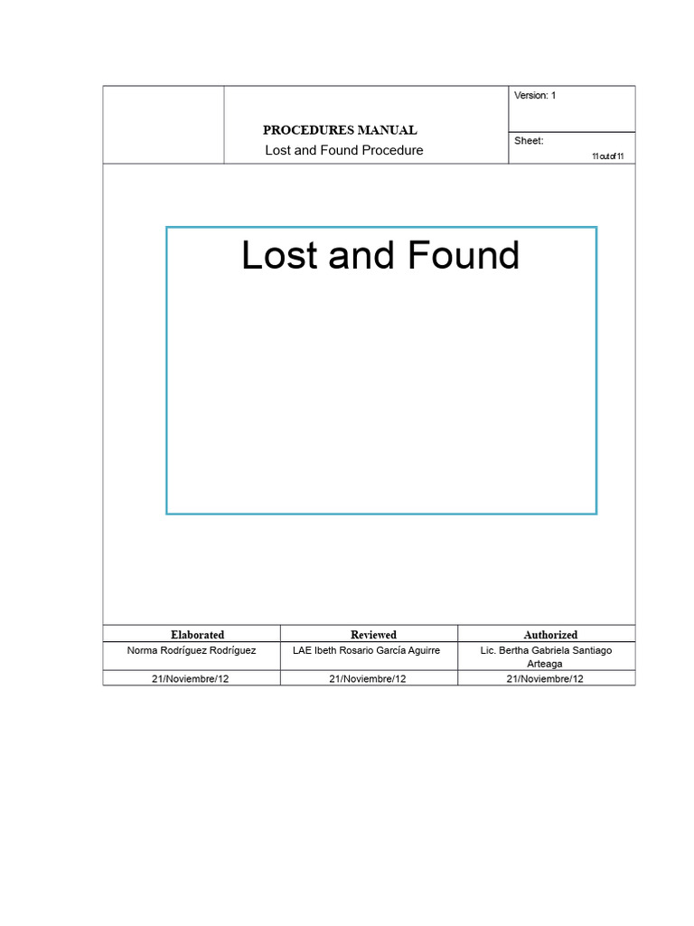 Lost and Found procedure | PDF