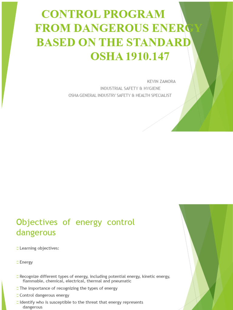 OSHA Energy Control Program Guide | PDF | Workplace | Safety