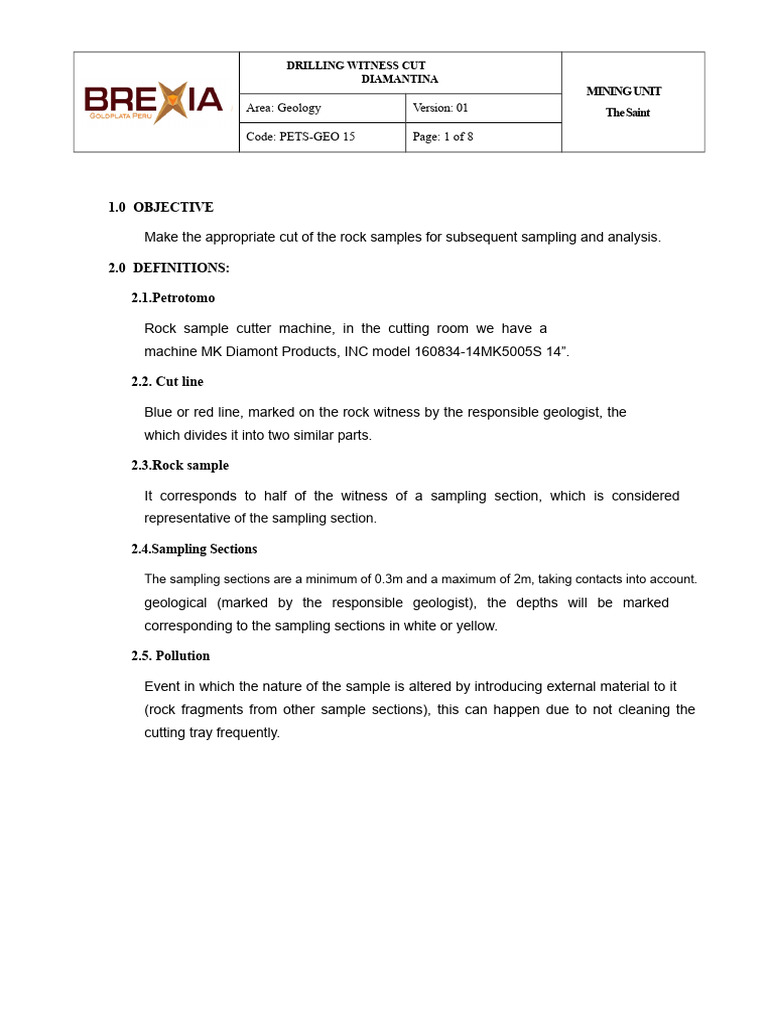Drilling Witness Cutting Procedure | PDF | Personal Protective Equipment