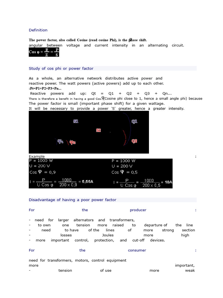 Definition of cos phi | PDF | Ac Power | Capacitor