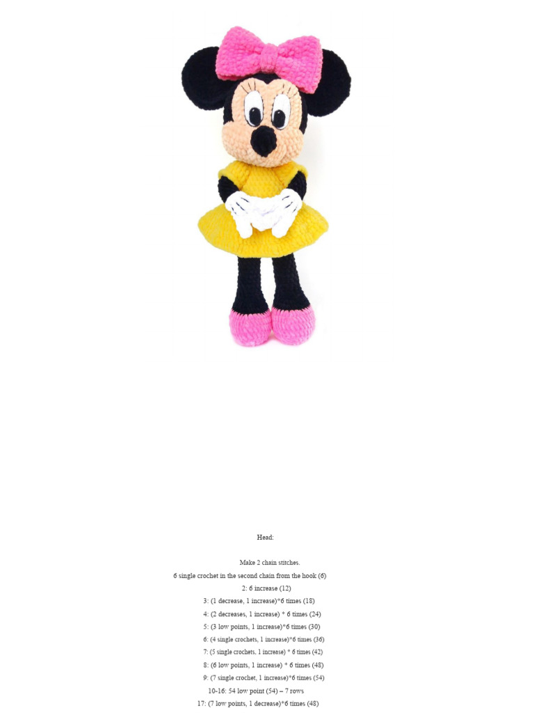 Minnie Mouse Copy - Crochet Academy | PDF | Crochet | Yarn