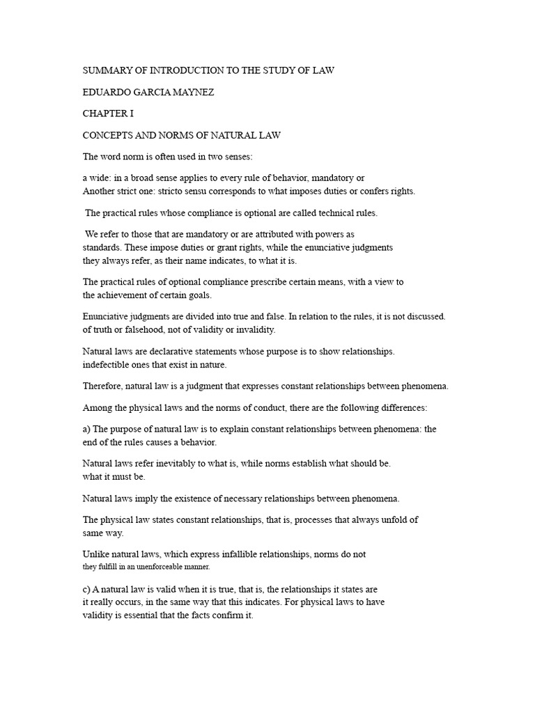 Summary of Introduction To The Study of Law by Garcia Maynez | PDF ...