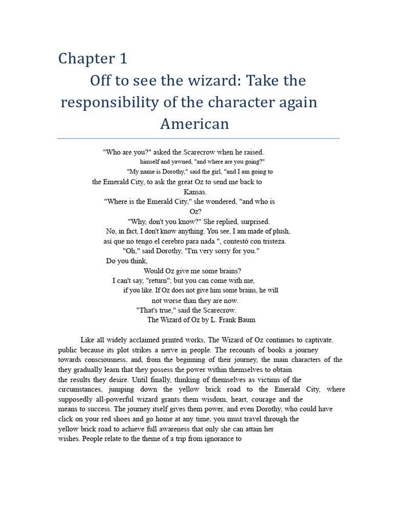 The Wizard of Oz Chapter 1 in Spanish | PDF | Scarecrow (Oz) | Dorothy Gale