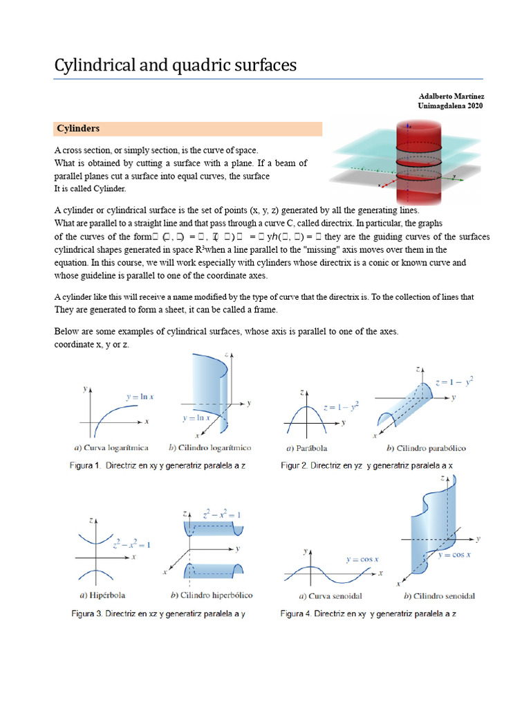 Quadric Cylindrical Surfaces | PDF | Euclidean Geometry | Euclid