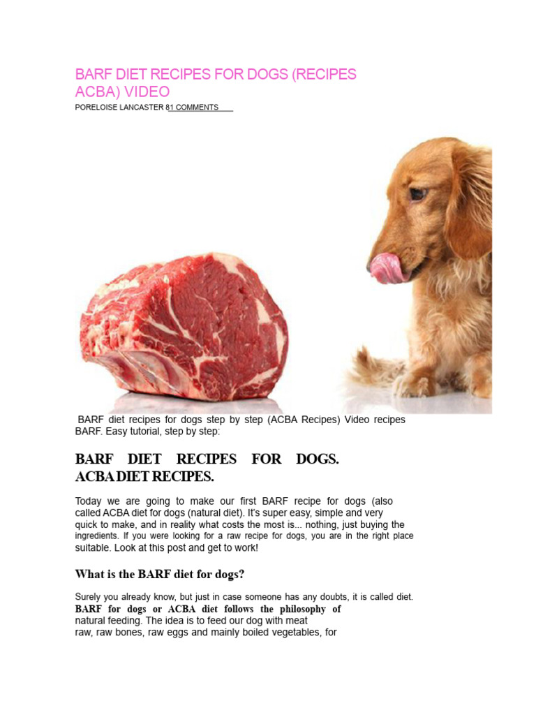 Easy BARF Diet Recipes for Dogs | PDF | Foods