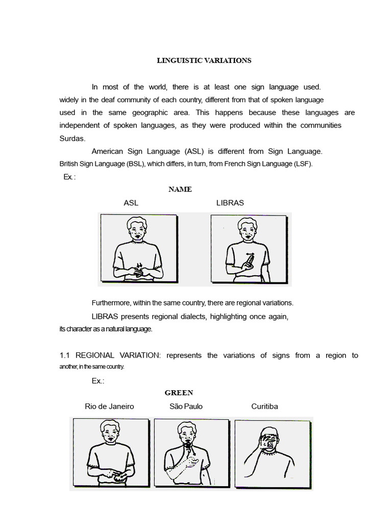Linguistic Variations of LIBRAS | PDF | Sign Language | American Sign ...