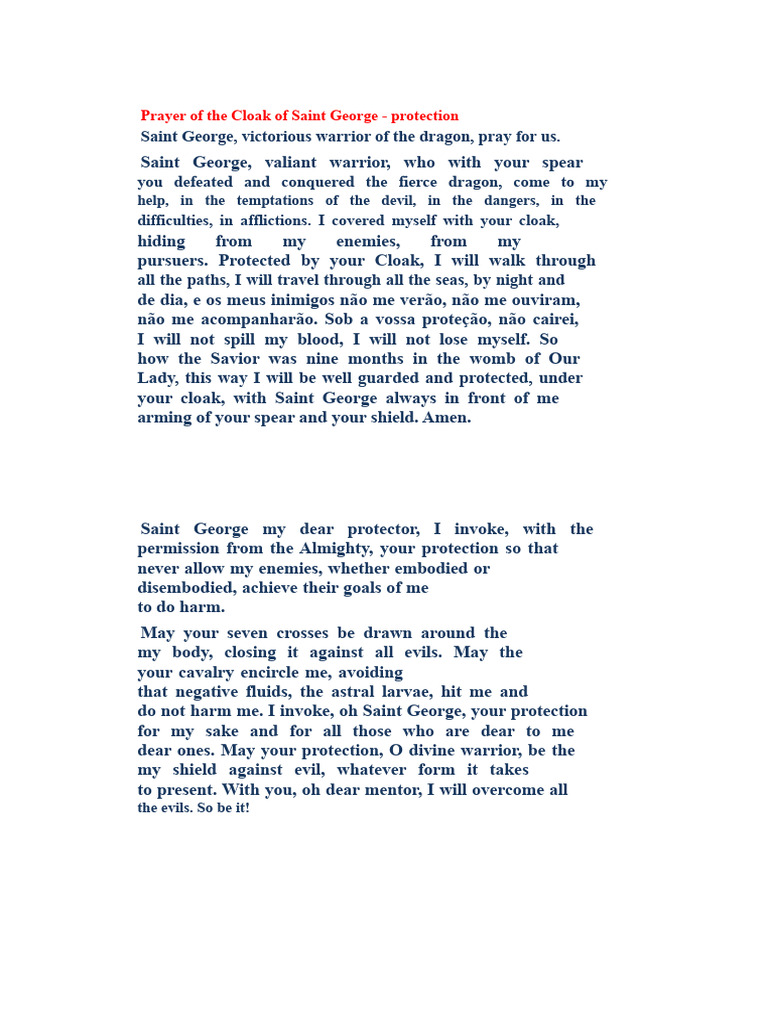 Prayer of Saint George's Cloak | PDF | Religious Belief And Doctrine