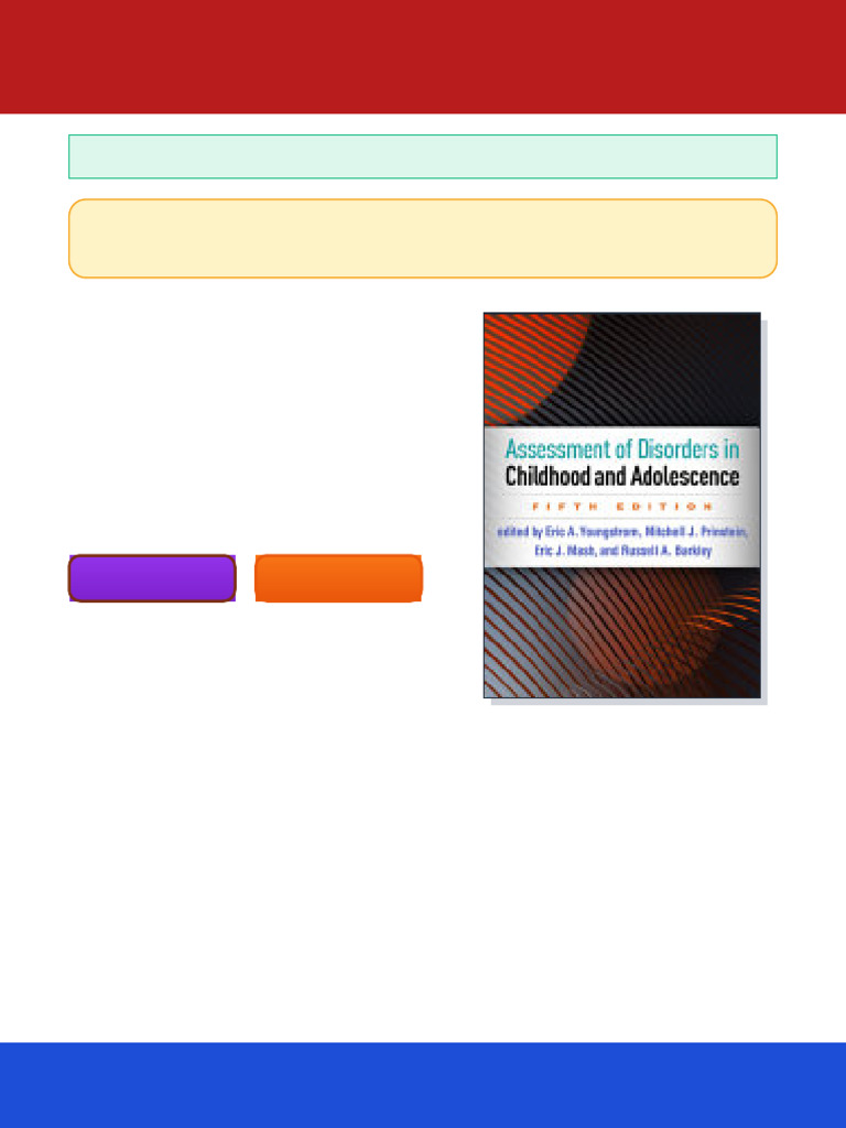 Assessment of Disorders in Childhood and Adolescence 5th Edition Eric A ...