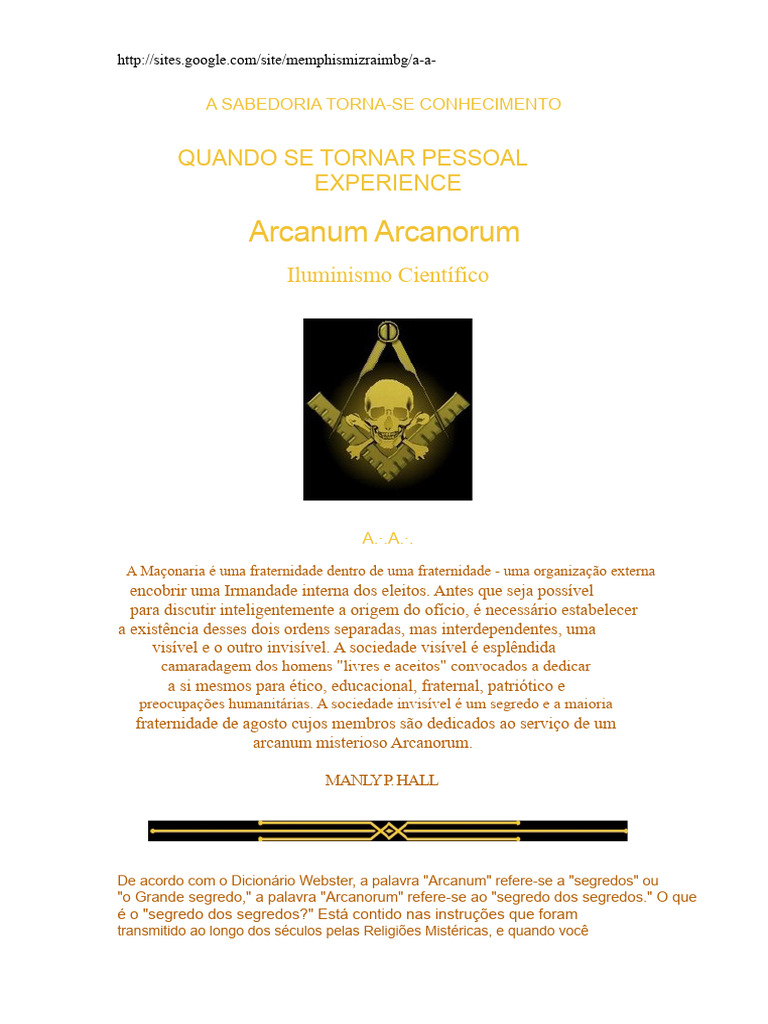 Segredos da Maçonaria e Arcana Arcanorum | PDF | Maçonaria | Hermetismo