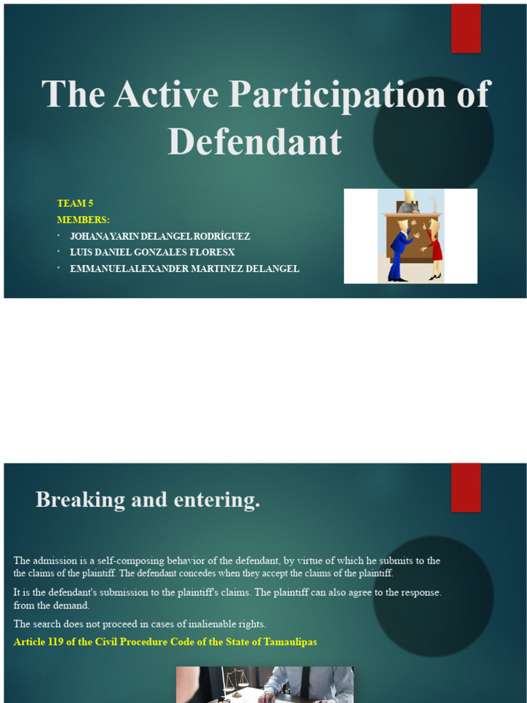 The Active Participation of the Defendant (1) | PDF | Lawsuit | Complaint