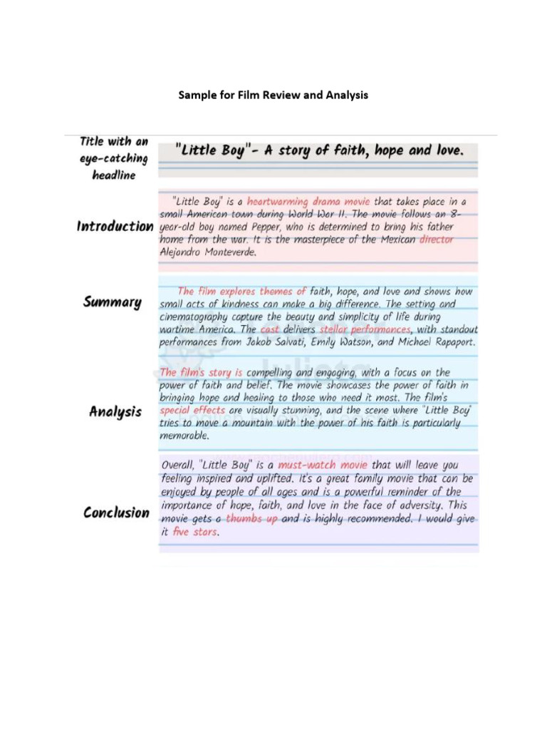 Sample For Film Review and Analysis | PDF