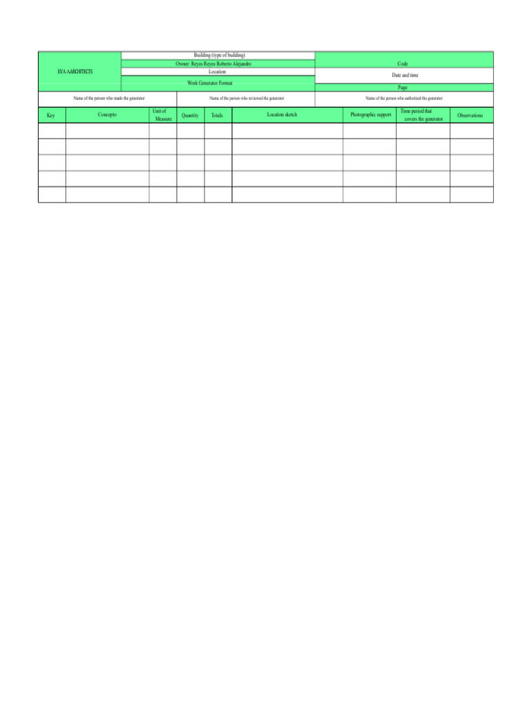Work Generator Format, Work Estimate and Piecework | PDF | Piece Work ...