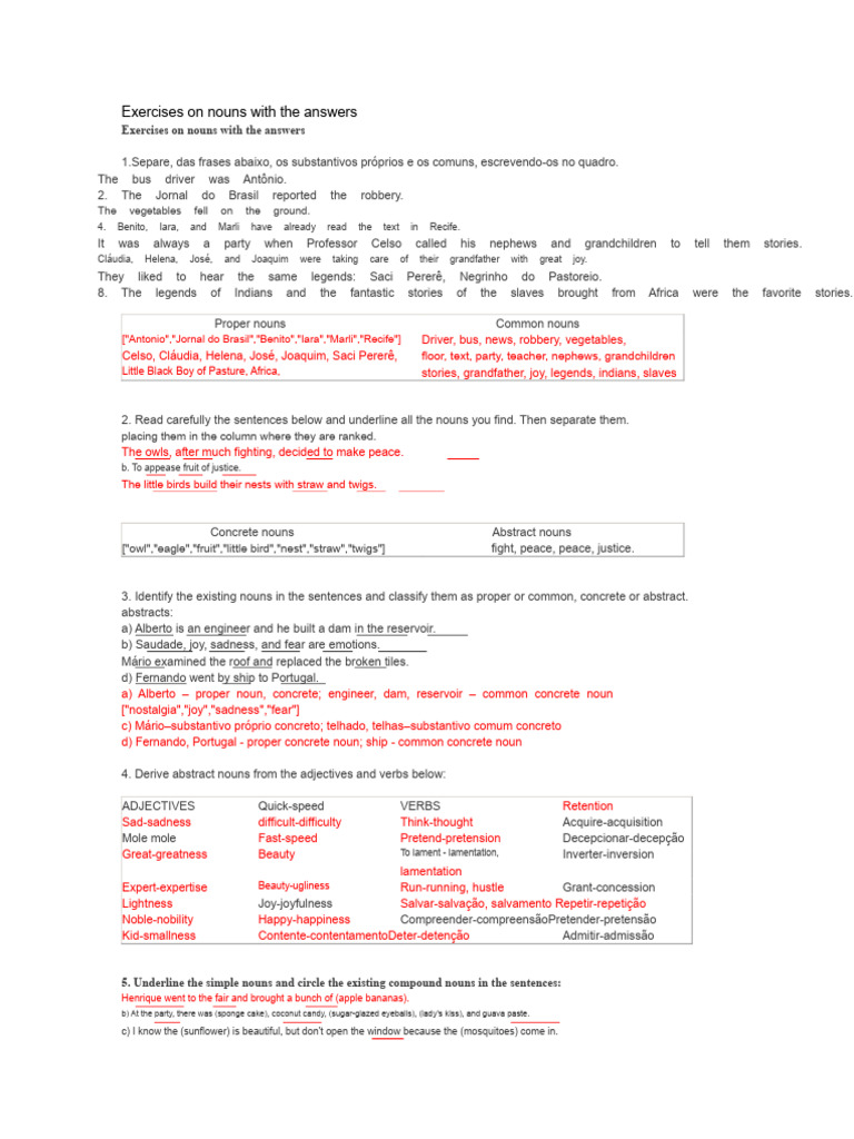 NOUN EXERCISES | PDF | Noun | Linguistic Morphology